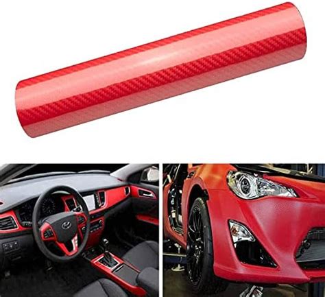 Amazon Fr CompraFun Film Covering Carbone Rouge Film Autocollant De