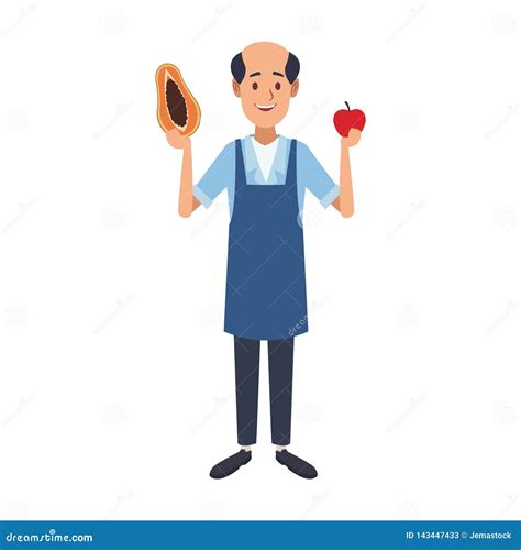 Comerciante Con Las Frutas Ilustraci N Del Vector Ilustraci N De