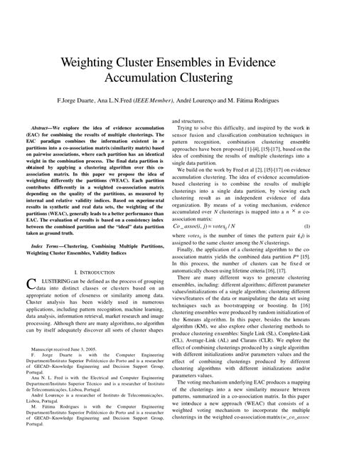 pdf weighting cluster ensembles in evidence accumulation clustering