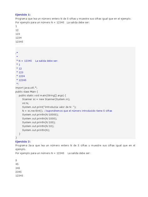ejercicios pdf decimal java lenguaje de programación