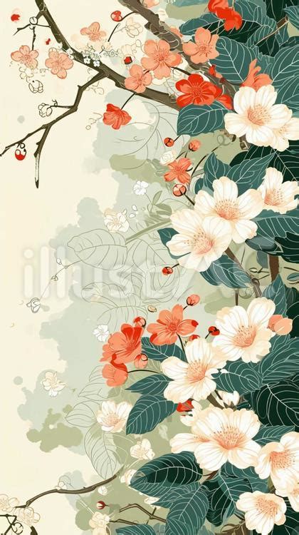 和風花柄背景β2イラスト No 24726812無料イラストフリー素材ならイラストAC