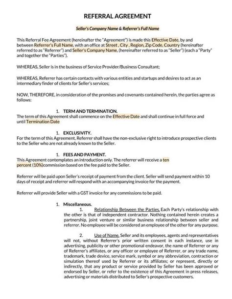 Referral Partner Agreement Template