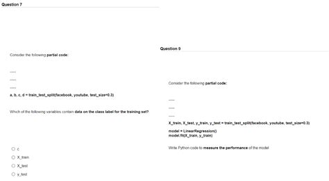 solved question 9 consider the following partial code