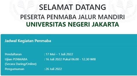 Seleksi Jalur Mandiri UNJ 2022 Jadwal Syarat Cara Daftar Dan Biaya