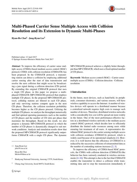 multi phased carrier sense multiple access with collision resolution and its extension to