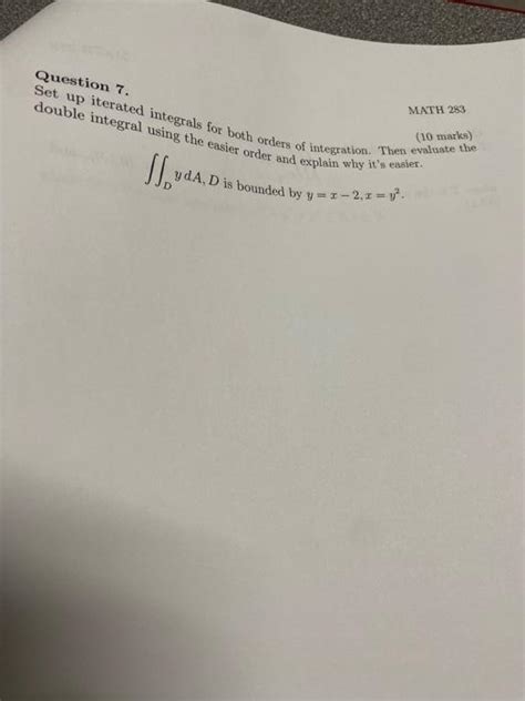solved question 7 set up iterated double integral integrals