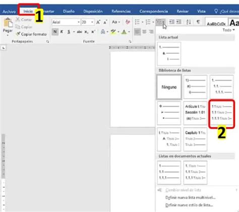 Crear un índice automático con numeración de títulos en Word