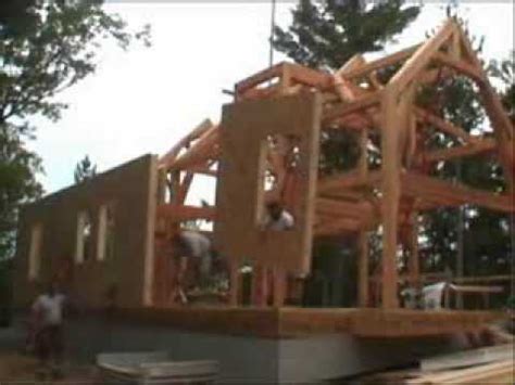 Riverbend Timber Frame Raising Enclosing The Frame With SIPS YouTube