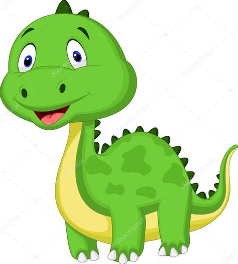 Desenhos Animados De Dinossauro Verde Bonito Vetor De Stock