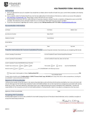 Fillable Online HSA TRANSFER FORM INDIVIDUAL Fax Email Print PdfFiller