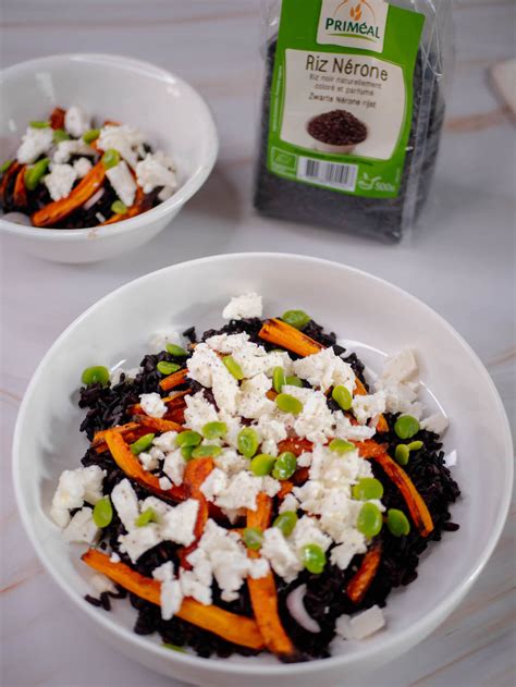 Salade de riz noir carottes feta fèves à tomber