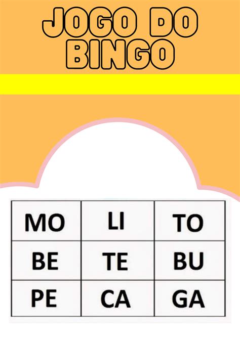 JOGO BINGO DAS SILABAS SIMPLES Cartelas Verloop Io