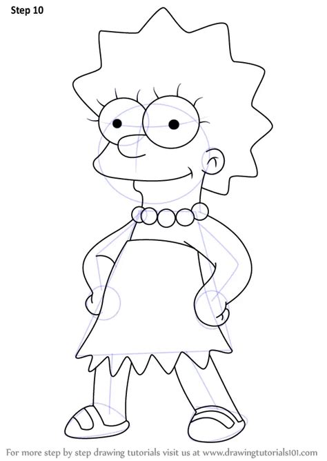 How To Draw Lisa Simpson From The Simpsons The Simpsons Step By Step