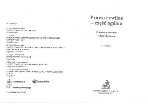 Radwański Z Olejniczak A Prawo cywilne Część ogólna wyd 12 Prawo