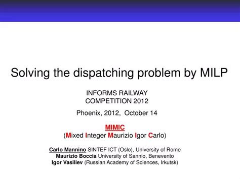 ppt solving the dispatching problem by milp powerpoint presentation free download id 2339621