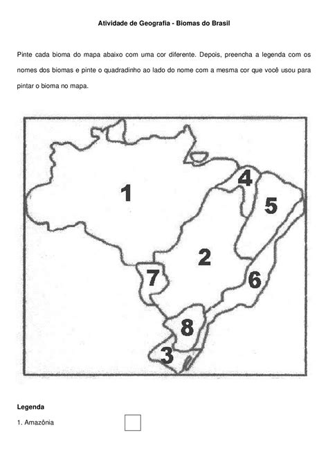 Atividade De Geografia Mapa Dos Biomas Do Brasil Para Colorir E