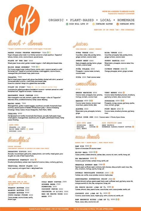 Menus Naked Foods