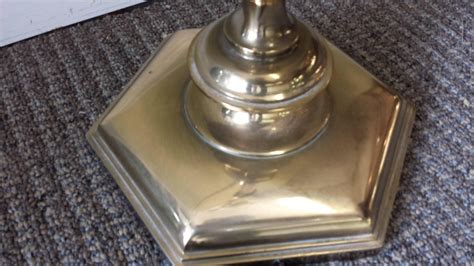 Stiffel Tri Light Floor Lamp Hexagon Base And Finished In Antiqued