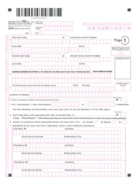 GA DoR 500 2014 Fill Out Tax Template Online US Legal Forms