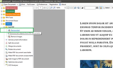how to remove text from pdf using pdf multitool bytescout