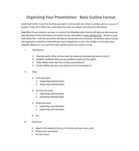 9 presentation outline templates