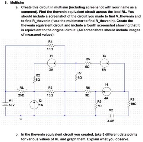 solved 8 multisim a create this circuit in multisim including a screenshot with your name as