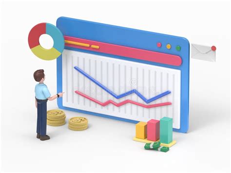 D Illustration Of Businessman Analyzing Financial Data And Planning