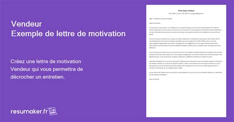 Vendeur Exemples De Lettres De Motivation Mod Le Et Conseils