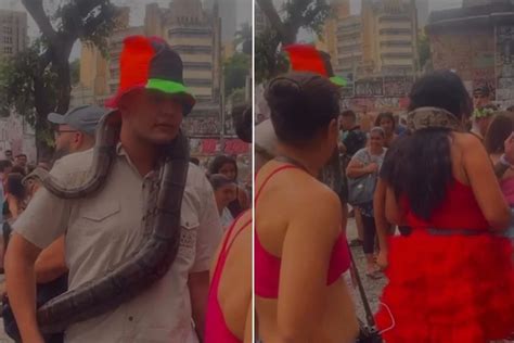 Vídeo foliões levam cobra para bloco em BH e pedem R 10 por foto
