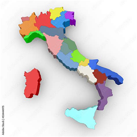 Cartina Italia D Regioni Colorate Stock Illustration Adobe Stock