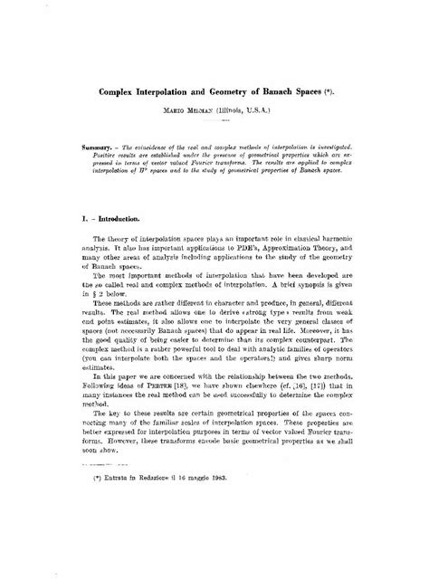pdf complex interpolation and geometry of banach spaces · 1 introduction the theory of