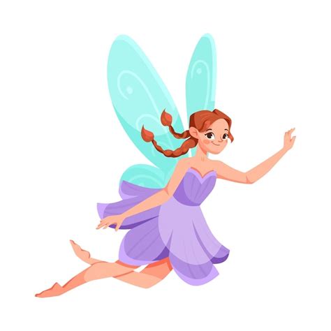 Niña hada con alas volando como una buena ilustración vectorial de