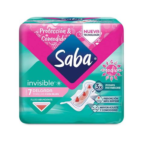 Toallas Femeninas Saba Invisible Delgada Con Alas Flujo Abundante 7