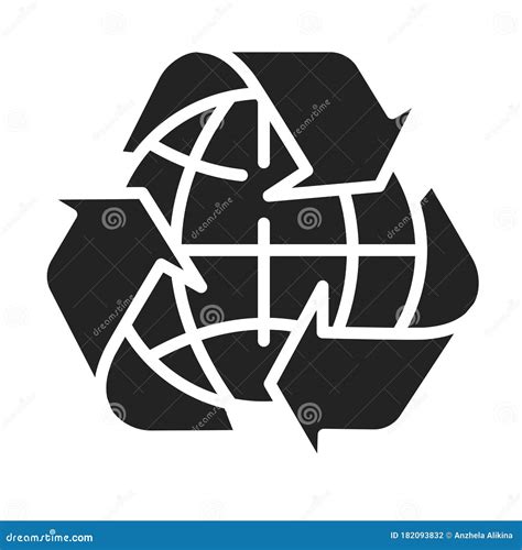 Recycle And Planet Black Glyph Line Icon Eco Friendly Enviroment
