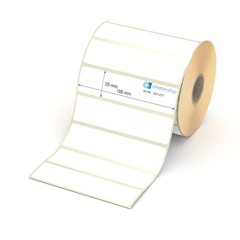 etiketten shop Etikett 100 x 25 mm Thermopapier weiß permanent