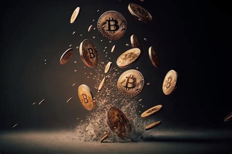 Moeda De Ouro Bitcoin Levita Arte Digital Conceito De Criptomoeda