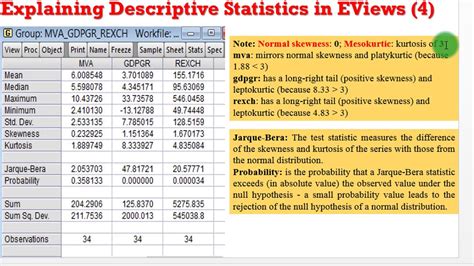 eviews10 interpret descriptive statistics descriptivestats interpret eviews output youtube