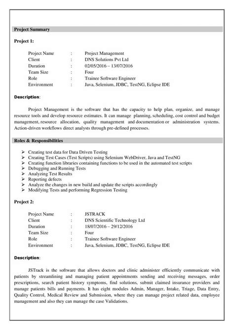 Fresher Resume Sample Manual Tester Resume Samples