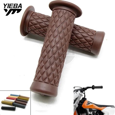 Universal 7 8 22MM Vintage Rubber Motorcycle Handle Grips Coffee