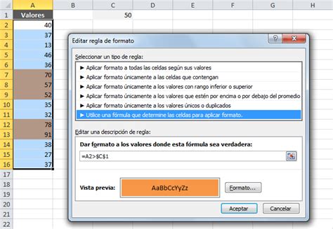 Cómo cambiar el color de una celda según valor Excel Total