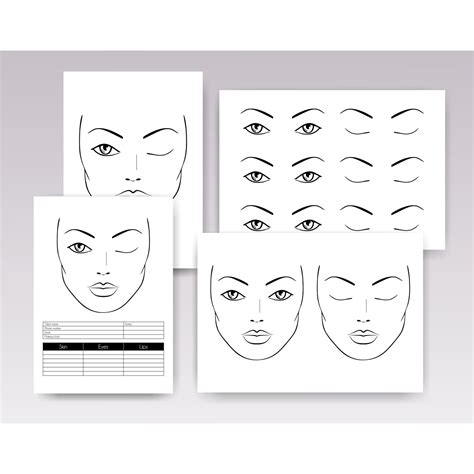 Makeup Face Charts Printable PDF Blank Makeup Face Template Etsy