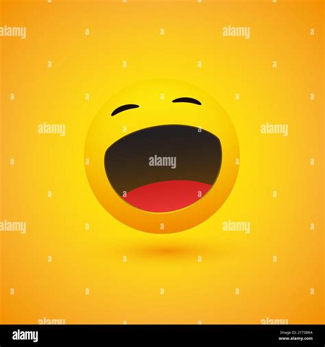 Laughing Out Loud Emoji Simple Shiny Happy Emoticon On Yellow