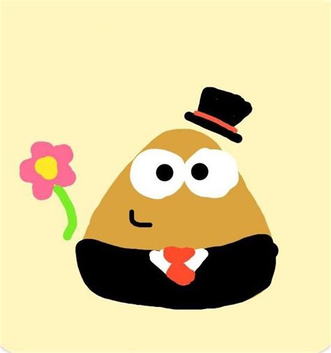 Cute Cartoon Character With Flower And Top Hat