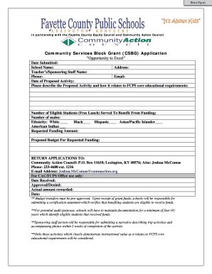 Fillable Online Fcps Community Services Block Grant CSBG Application
