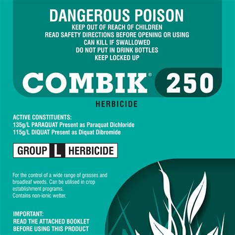 Combik 250 Paraquat 135g L Diquat 115g L 20L Australand Agriculture