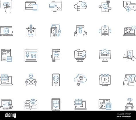 Enterprise Solution Line Icons Collection Efficiency Integration