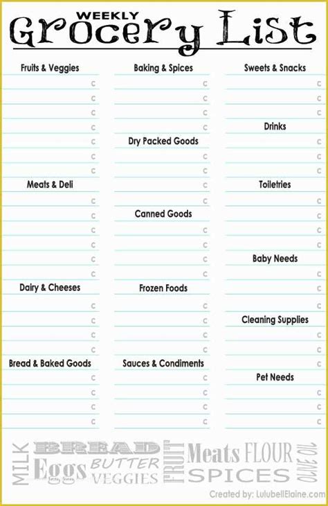 42 Free Grocery List Template Excel Heritagechristiancollege