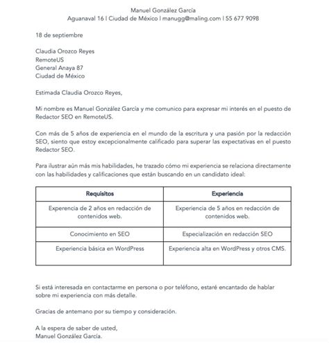 5 ejemplos de cartas de presentación laboral y cómo hacer la tuya