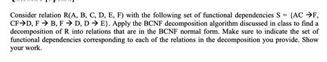 solved consider relation r a b c d e f with the