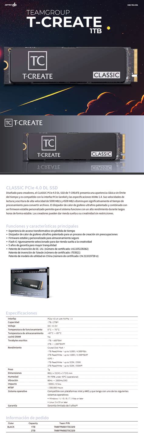 Unidad De Estado S Lido Team Group T Create Nvme Tb Pci Express